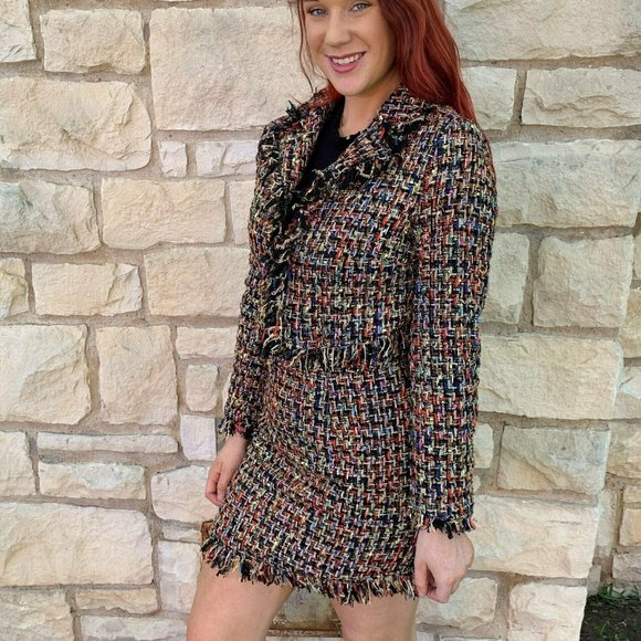 Fate | Skirts | New Fate Red Multi Fringed Tweed Skirt | Poshmark